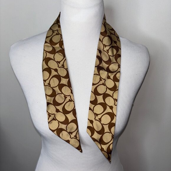 Coach | Accessories | Coach Signature Silk Skinny Scarf Ponytail Purse ...